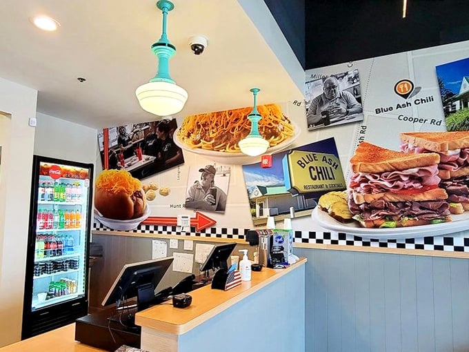 The counter area showcases what you're really here for—those desserts are just waiting to turn your chili feast into a full-blown celebration.
