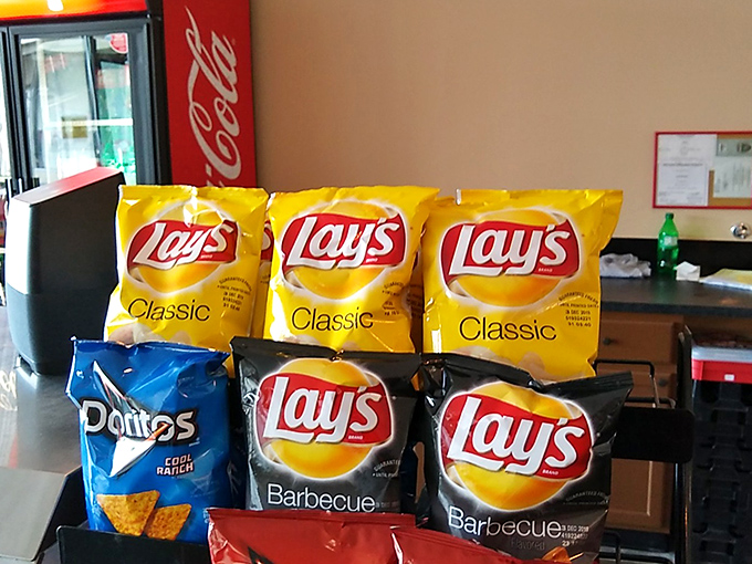 The chip selection – because sometimes you need a crunchy sidekick for your pizza adventure. Lay's: the Robin to pizza's Batman.