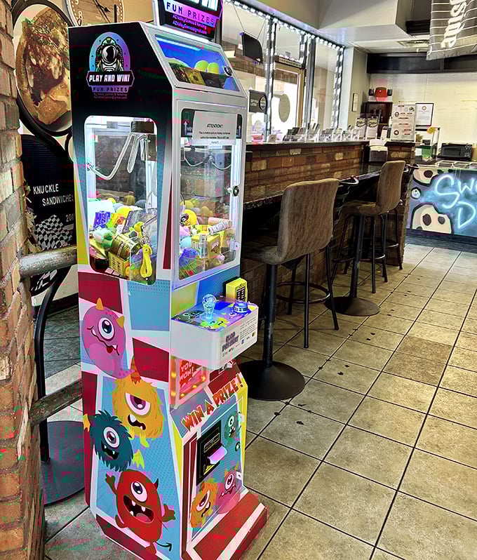 Even the claw machine has personality here. Win a toy, lose a dollar, but either way, you're having more fun than at those fancy downtown eateries.