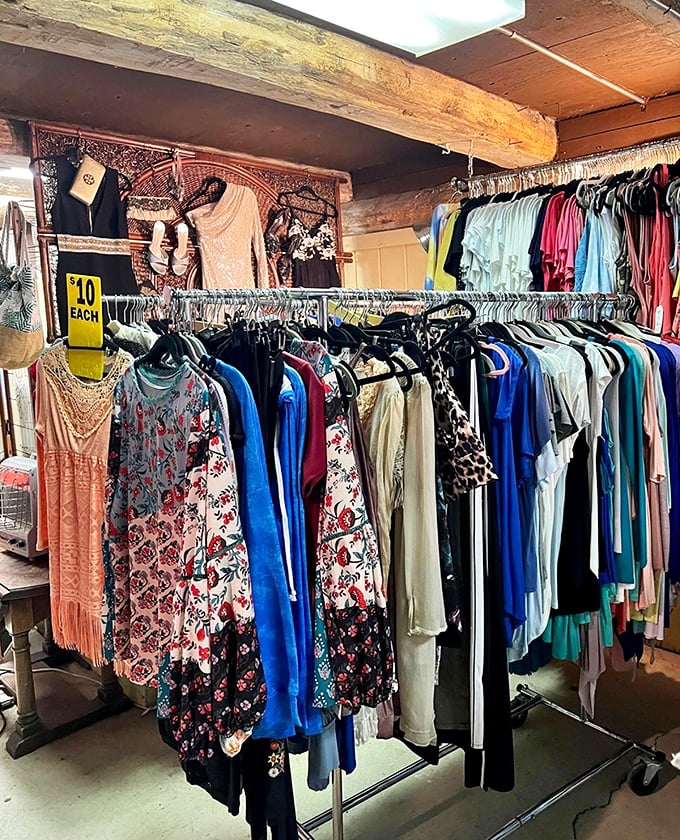 Racks of clothing where $10 can transform your wardrobe, proving style doesn't always need a three-digit price tag to make a statement.