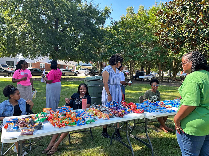 Community gatherings in Dillon center around what matters most: good food and better company. Those snack bags aren't going to last long!
