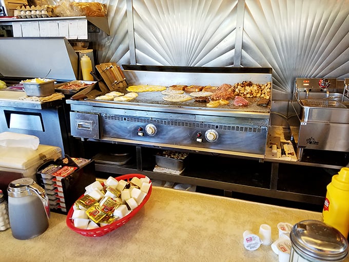 The beating heart of any great diner—a grill that's seen more action than a Hollywood stuntman and knows exactly how you like your eggs.