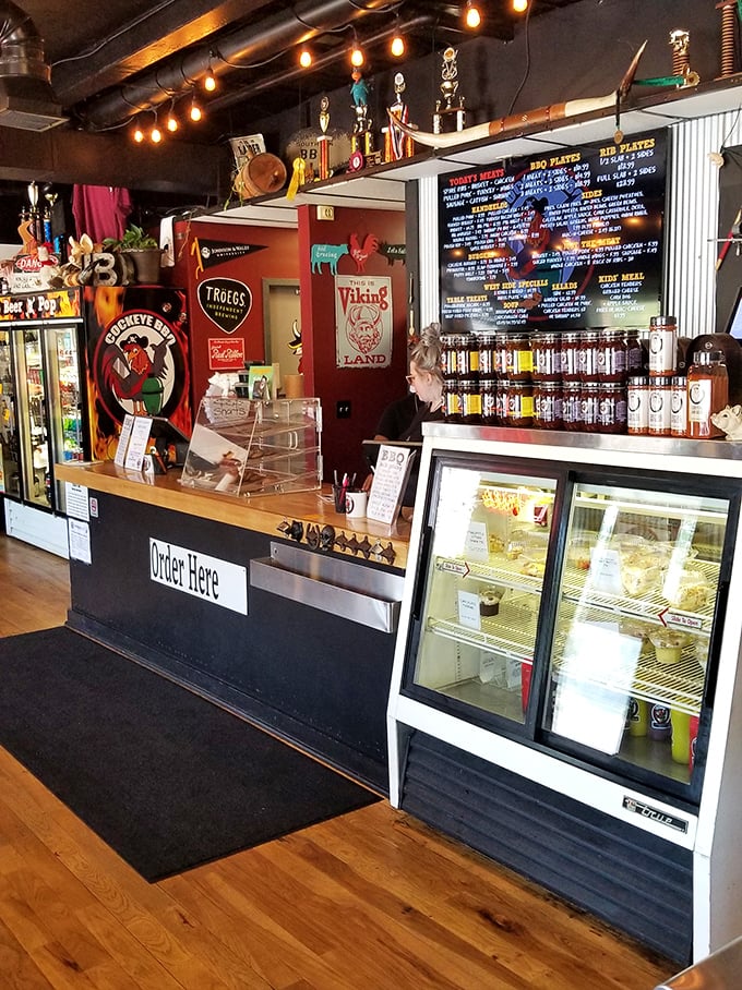 Where the magic happens. Those trophies aren't just decoration—they're evidence of barbecue crimes solved deliciously.