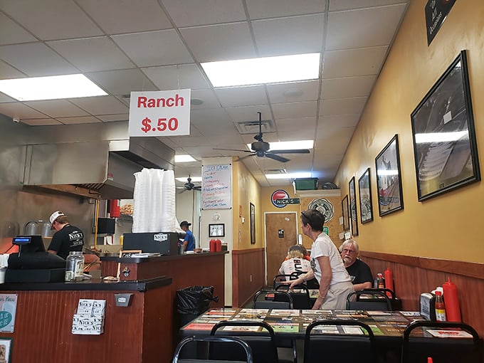 The "Ranch $.50" sign hanging from the ceiling is both information and a philosophy—good things don't need to be complicated or expensive.