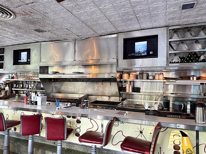 The counter where breakfast dreams come true. Those red stools have supported the elbows of Floridians since Eisenhower was in office.