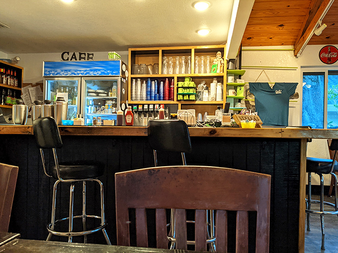 The counter view—where breakfast magic happens. Simple, unpretentious, and ready to serve up exactly what your morning requires.
