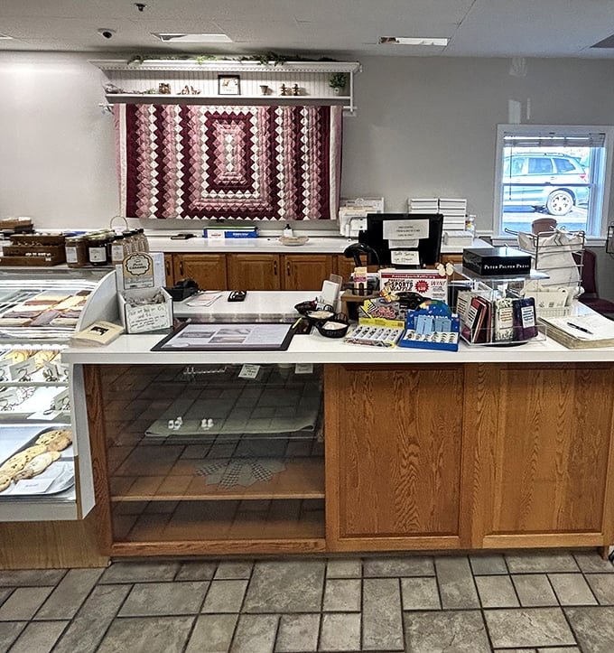 The bakery counter stands ready for decision-making paralysis. Take your time—life's important choices shouldn't be rushed.