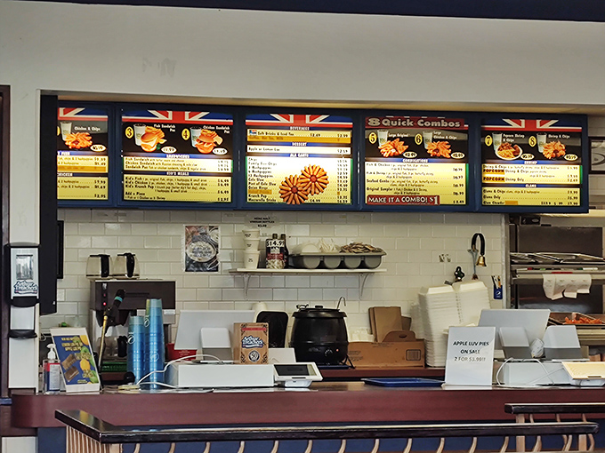 The ordering counter—where dreams of crispy seafood begin their journey from fryer to your eagerly waiting taste buds.