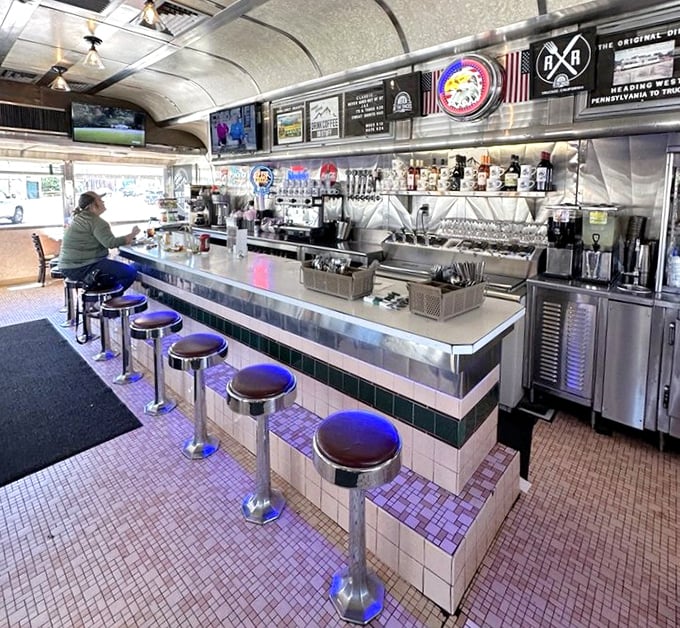 The counter seating offers front-row tickets to the greatest show in Truckee – watching skilled hands craft diner magic.