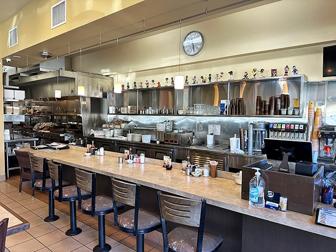 The counter—where solo diners find community and the coffee is always just a meaningful glance away from being refilled.