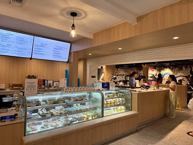 The counter area gleams with possibility. Behind that glass lies the answer to "What should we eat today?" and the question "Why don't my pants fit?"