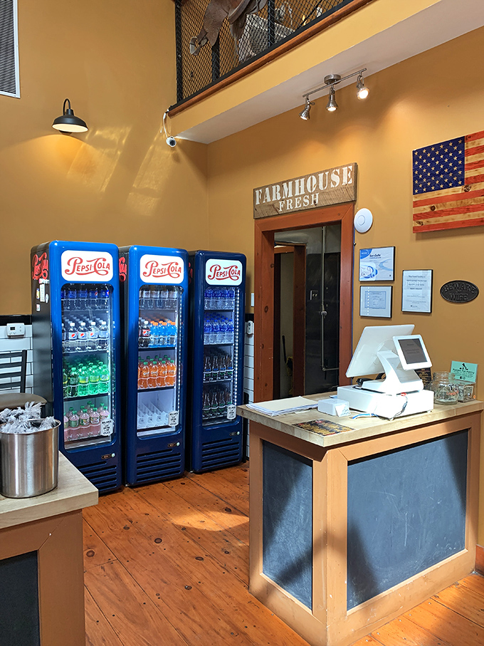 That "Farmhouse Fresh" sign isn't just decoration—it's truth in advertising at a place where the ingredients matter as much as the smoke time.