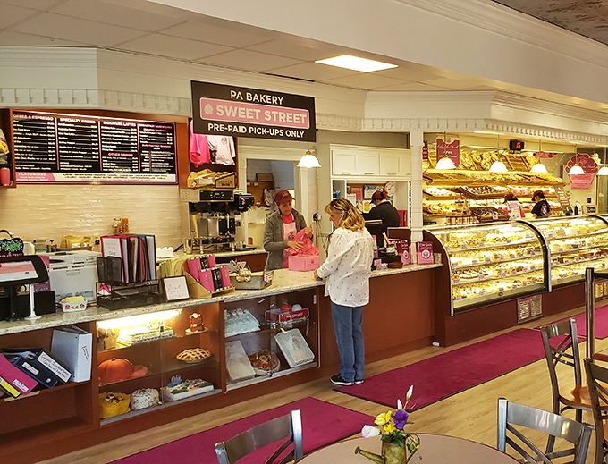 "Sweet Street" indeed—this counter area is where dreams and credit cards meet their delicious destiny.