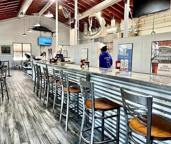 The counter seating offers front-row tickets to the seafood show – where ordering is an experience and anticipation builds.