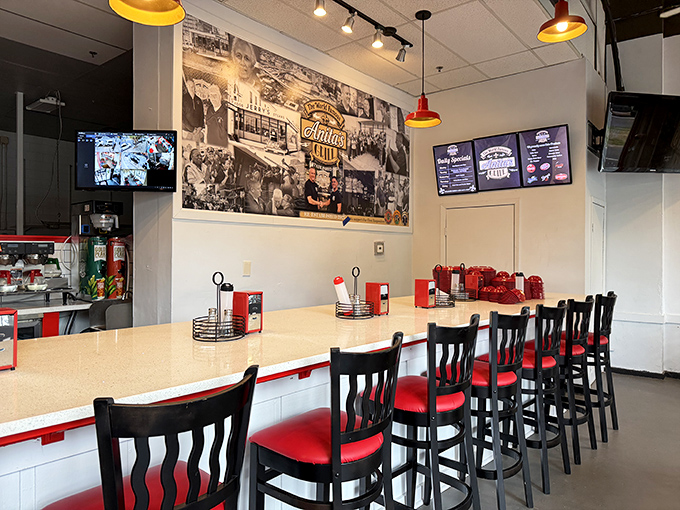 The counter seats aren't just dining spots—they're front-row tickets to the greatest show in town: breakfast made with decades of know-how.