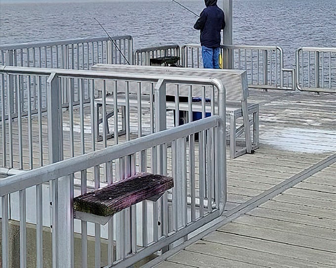 This fishing platform offers both comfort and opportunity—a perfect perch for patient anglers and daydreamers alike.