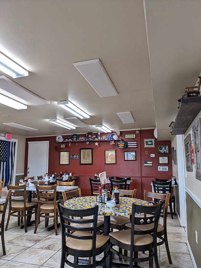 Vintage charm meets small-town warmth in every carefully chosen piece of diner decor.