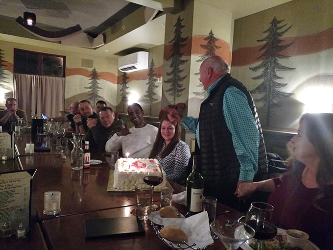 Great restaurants don't just serve food—they host celebrations. This gathering captures the spirit of Kelly's as a place where memories are made between bites.