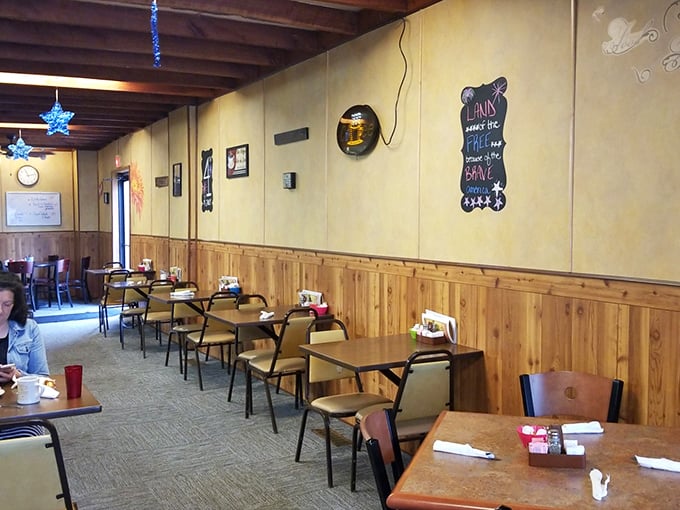 Cozy dining room where strangers become neighbors and every meal feels like a family gathering.