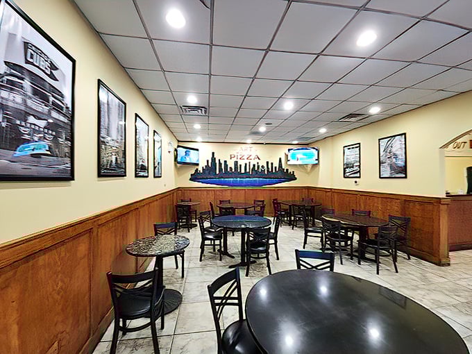 The dining room offers that classic pizzeria aesthetic – unpretentious tables and chairs where countless Chicago memories have been made over slices.