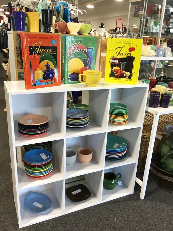 Fiestaware paradise! These colorful dishes aren't just tableware—they're conversation pieces waiting to brighten your next dinner party.