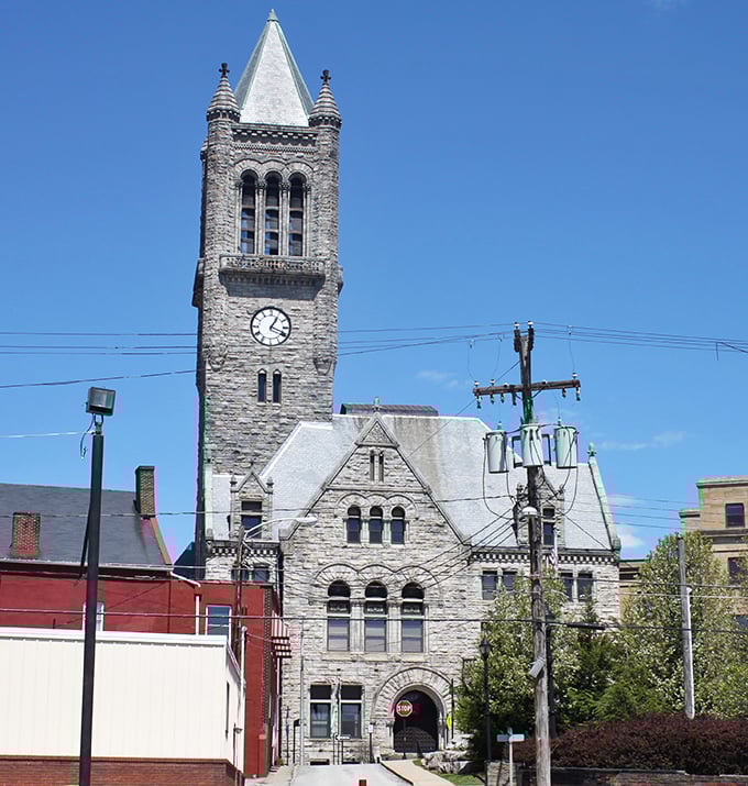 The Fayette County Courthouse isn't just a government building—it's architectural poetry in stone, complete with a clock tower that's been keeping Uniontown on schedule for generations.