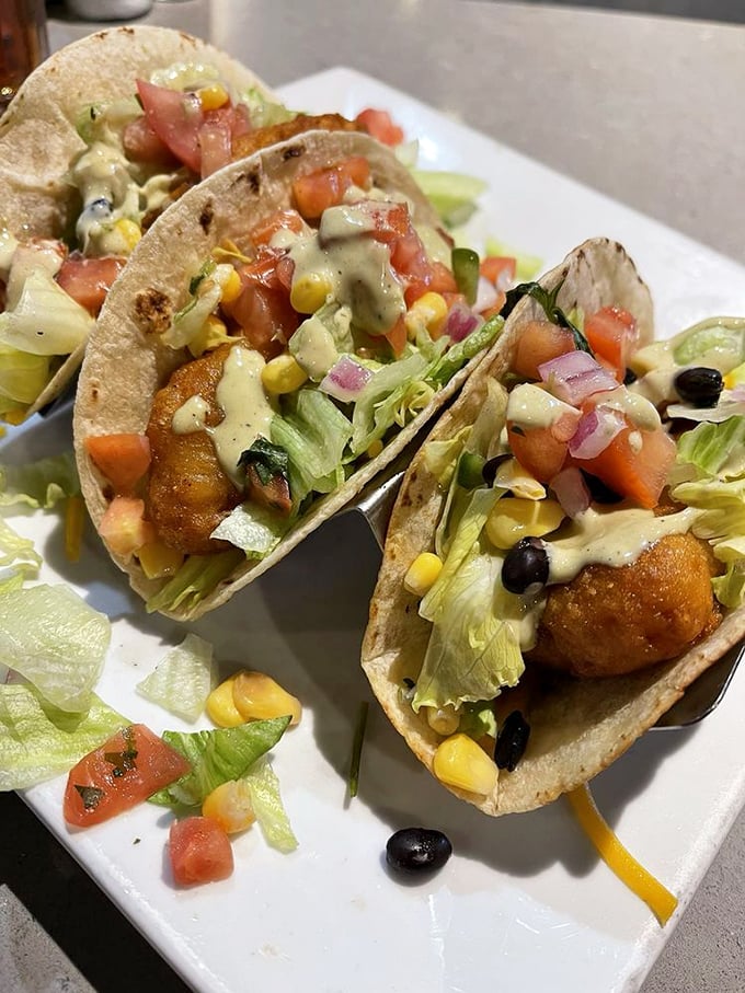 Fish tacos that bring the beach to Maryland – crispy, fresh, and colorful enough to brighten even the grayest Monday.