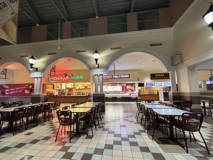 The food court – retail therapy's intermission. Where hungry shoppers refuel before diving back into the bargain battlefield.