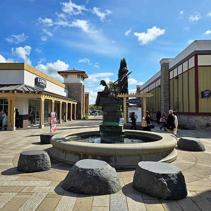 This artful fountain creates a moment of zen amid shopping chaos. The perfect spot to contemplate whether you really need those designer shoes. (Spoiler: you do.)