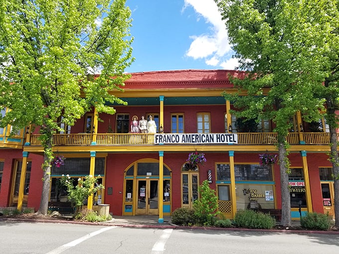 The vibrant Franco American Hotel stands as a colorful reminder of Yreka's multicultural Gold Rush heritage, when fortune-seekers from around the world created California.