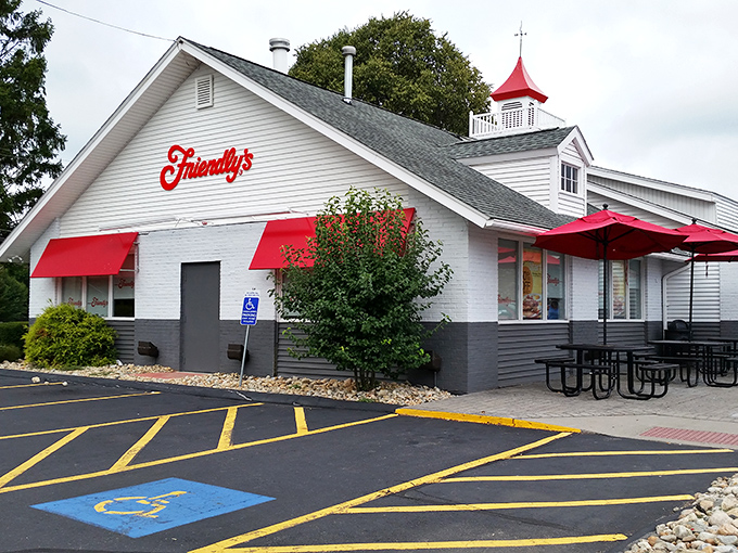 Friendly's iconic red awnings promise the comfort food and ice cream that's fueled New England road trips for generations.