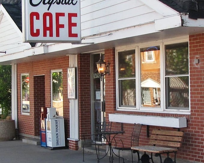 The classic facade that's welcomed generations of hungry Wisconsinites. That bench outside? Perfect for the pie-induced food coma that follows. 