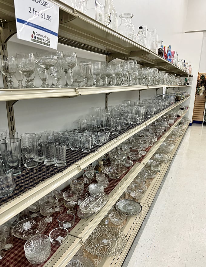 Crystal and glassware galore – perfect for those who want to drink boxed wine from fancy vessels and feel instantly sophisticated.