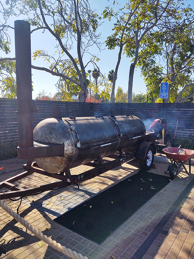 The beast behind the feast—this offset smoker works harder than most of us ever will. Respect the equipment that makes the magic.