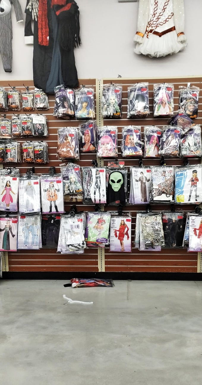 Halloween costumes waiting patiently for October, or for that one friend who dresses weird year-round.