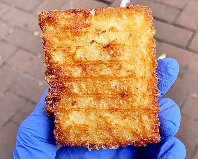 This isn't just hash brown—it's a golden-brown masterpiece of potato perfection that makes you question why you ever settled for lesser breakfast potatoes.