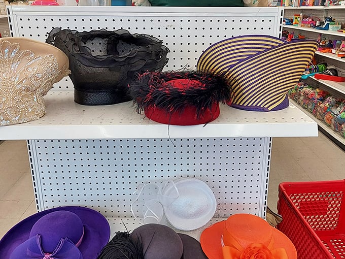 Fancy hats that once graced special occasions now wait for their second act—from Derby Day elegance to costume party conversation starters.