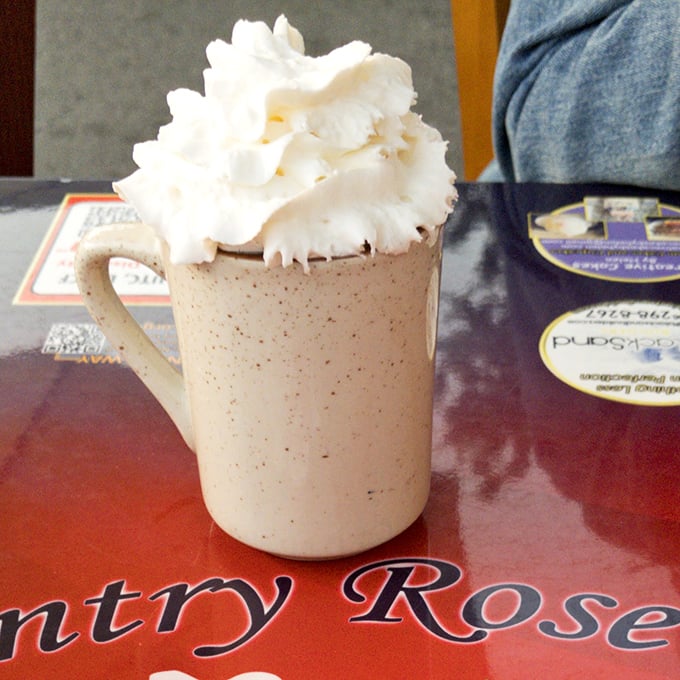 Not just hot chocolate—a warm hug in a mug. That whipped cream mountain could qualify as its own zip code.