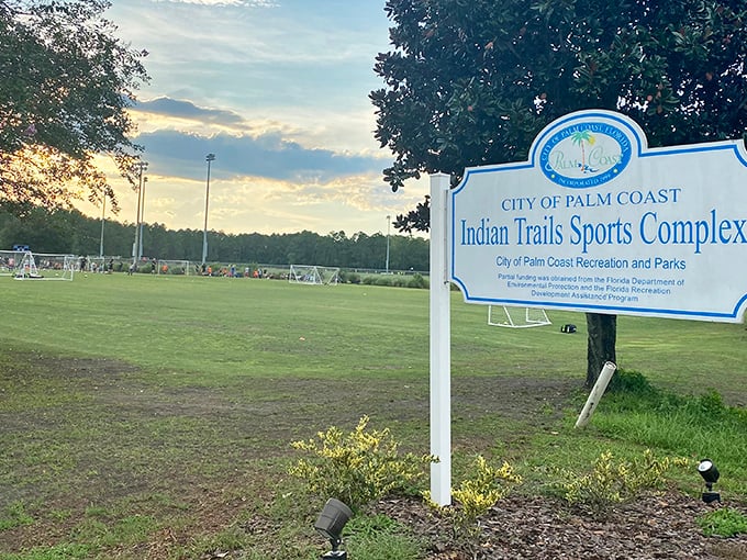 Indian Trails Sports Complex at sunset – where weekend warriors and future college athletes share the same well-maintained fields.
