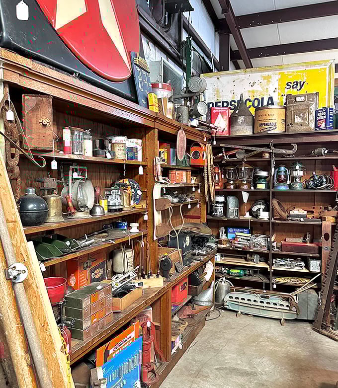 This isn't just a shelf of old tools—it's a museum of American ingenuity where every rust spot tells a story of hard work and problem-solving.