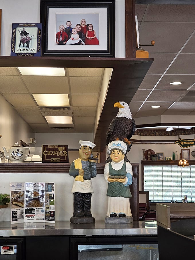 Family photos and memorabilia line the shelves—each item a chapter in the restaurant's ongoing story with the community.