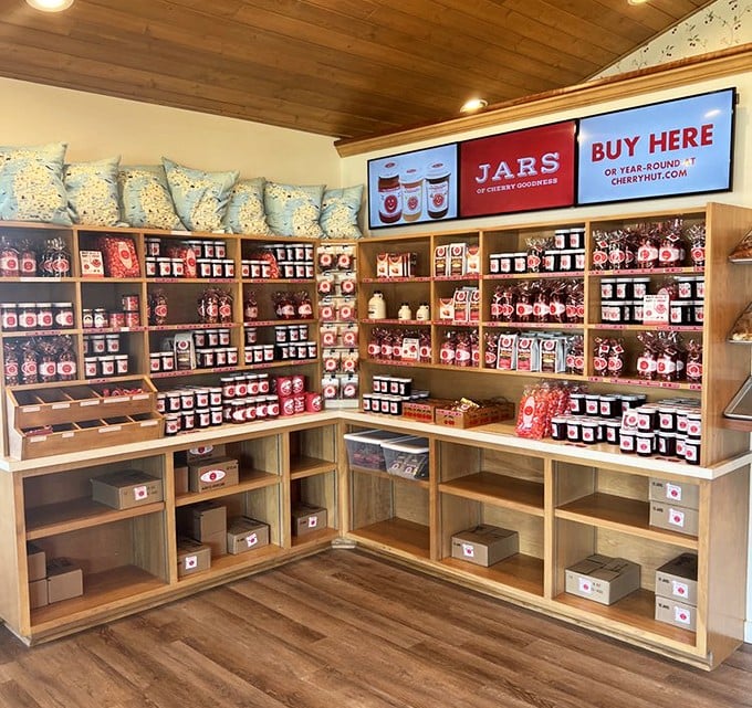 Not just a gift shop—it's a shrine to cherry preservation, where jams and jellies promise to extend your Cherry Hut experience long after you've gone home.