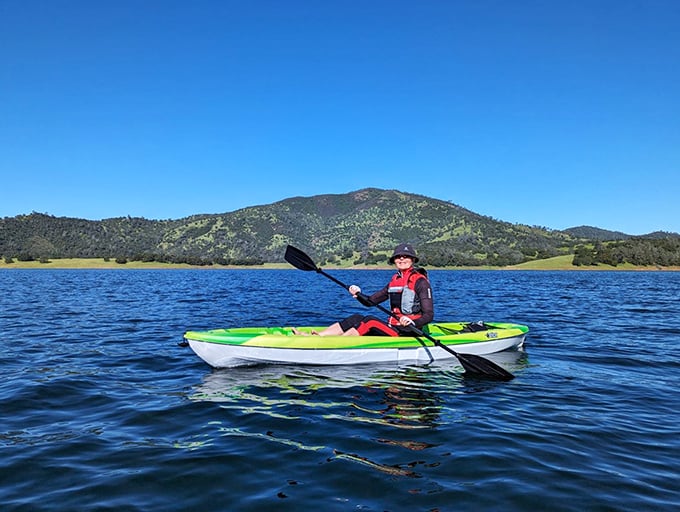 New Melones Lake offers a sapphire-blue playground for kayakers, with rolling foothills creating a backdrop worthy of a California tourism brochure.