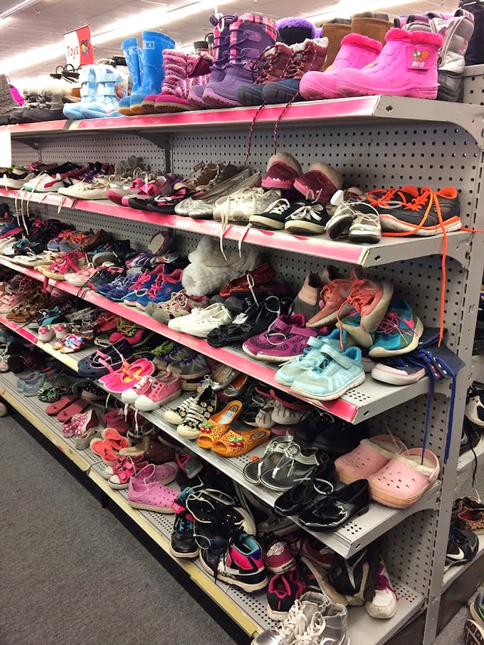 Tiny shoes in every color imaginable, because growing feet wait for no budget.