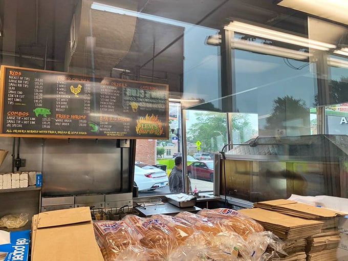 Behind the scenes where the magic happens—a kitchen view that reveals the organized chaos behind barbecue perfection.