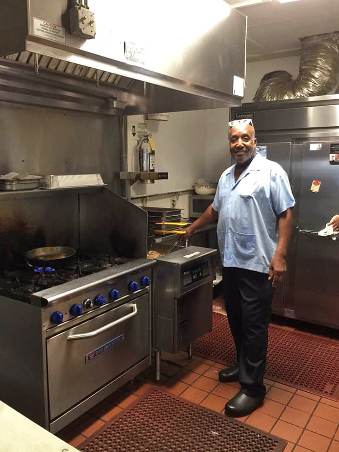 Where the magic happens – a glimpse into the kitchen where decades of soul food expertise transforms simple ingredients into legendary meals.