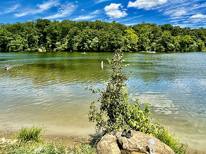 This mirror of water reflects more than clouds – it holds decades of fishing tales and family memories.