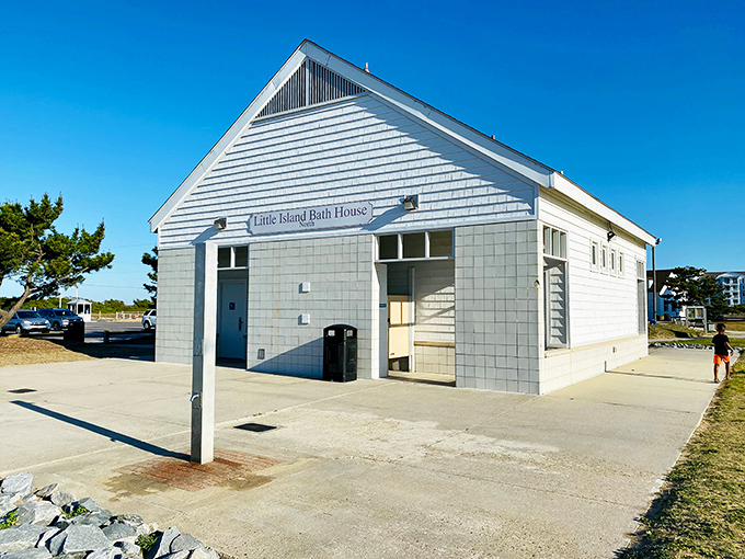 The Little Island Bath House – where sandy feet get rinsed and beach hair gets tamed before the inevitable ice cream stop on the way home.