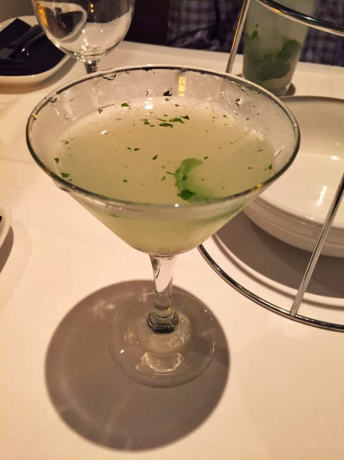 This martini isn't just chilled—it's Arctic-level cold, with a hint of herbal brightness that whispers, "You've made an excellent life choice today."