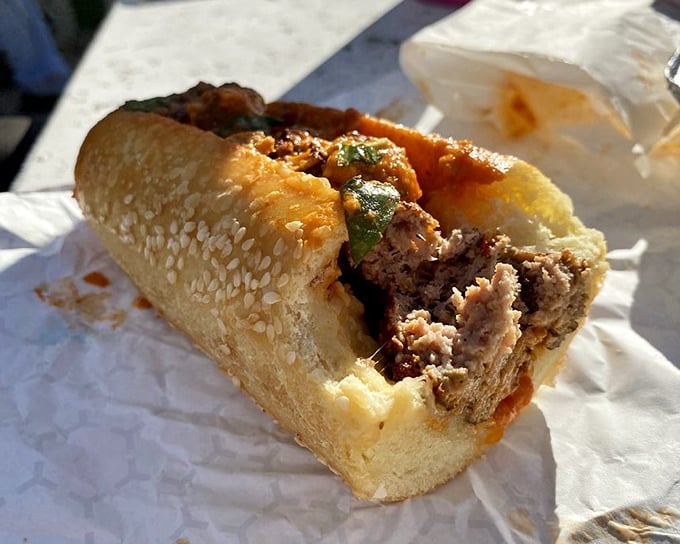 Not just a sandwich but a statement—this meatball creation demands respect and possibly an extra napkin or three.
